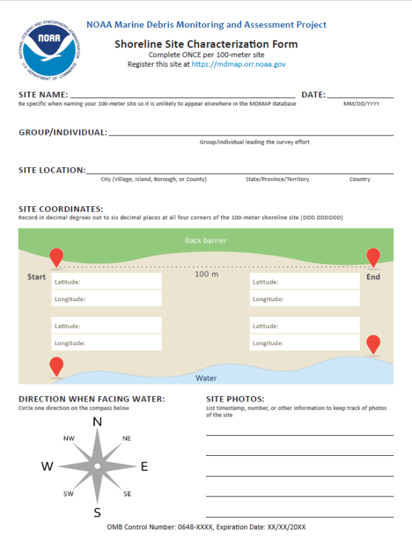 Shoreline Site Characterization Form | Marine Debris Program